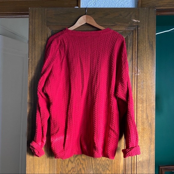 Vintage | Sweaters | Vintage Raspberry Red Oversized Sweater | Poshmark